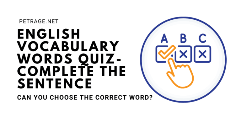 English Vocabulary Words Quiz-Complete the Sentence - PETRAGE